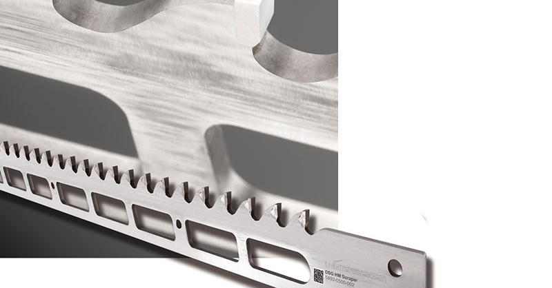 Hard metal scraper blades for thin-cutting frame saws